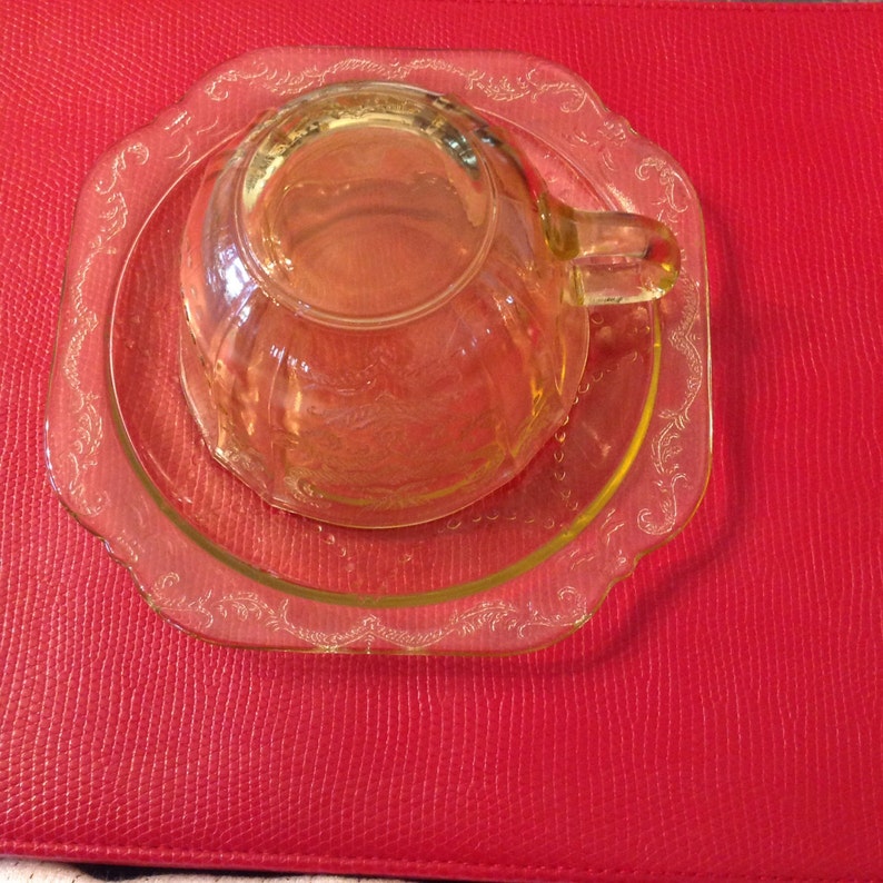 Vintage, Depression Glass Madrid Pattern, Cups and Saucers, - Etsy