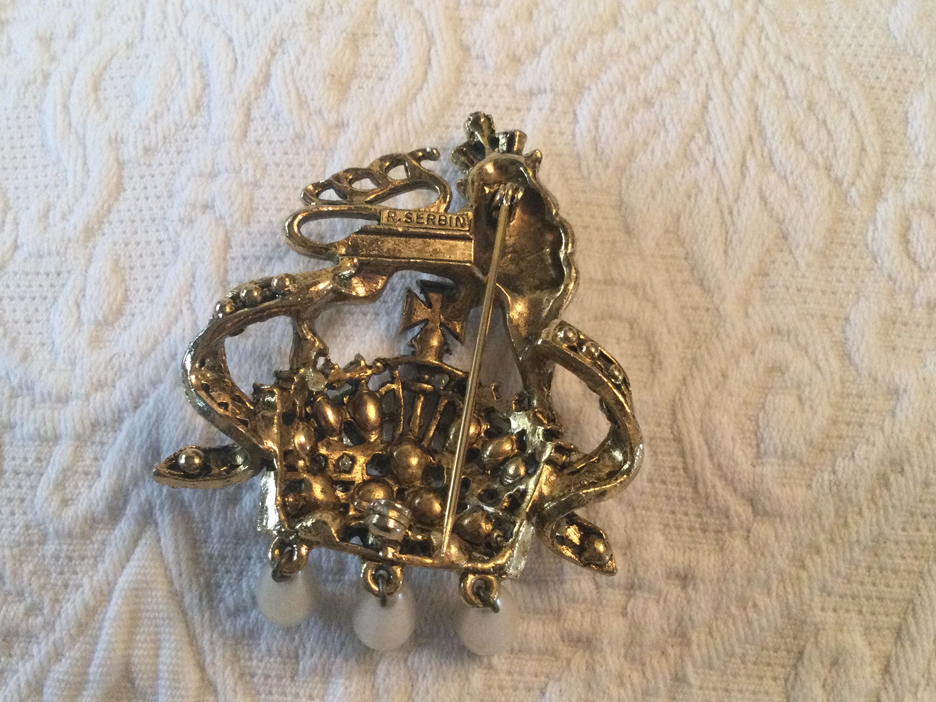 Brooch, Richard Serbin Royal Lion Crest Brooch/ Pin, With Crystal ...