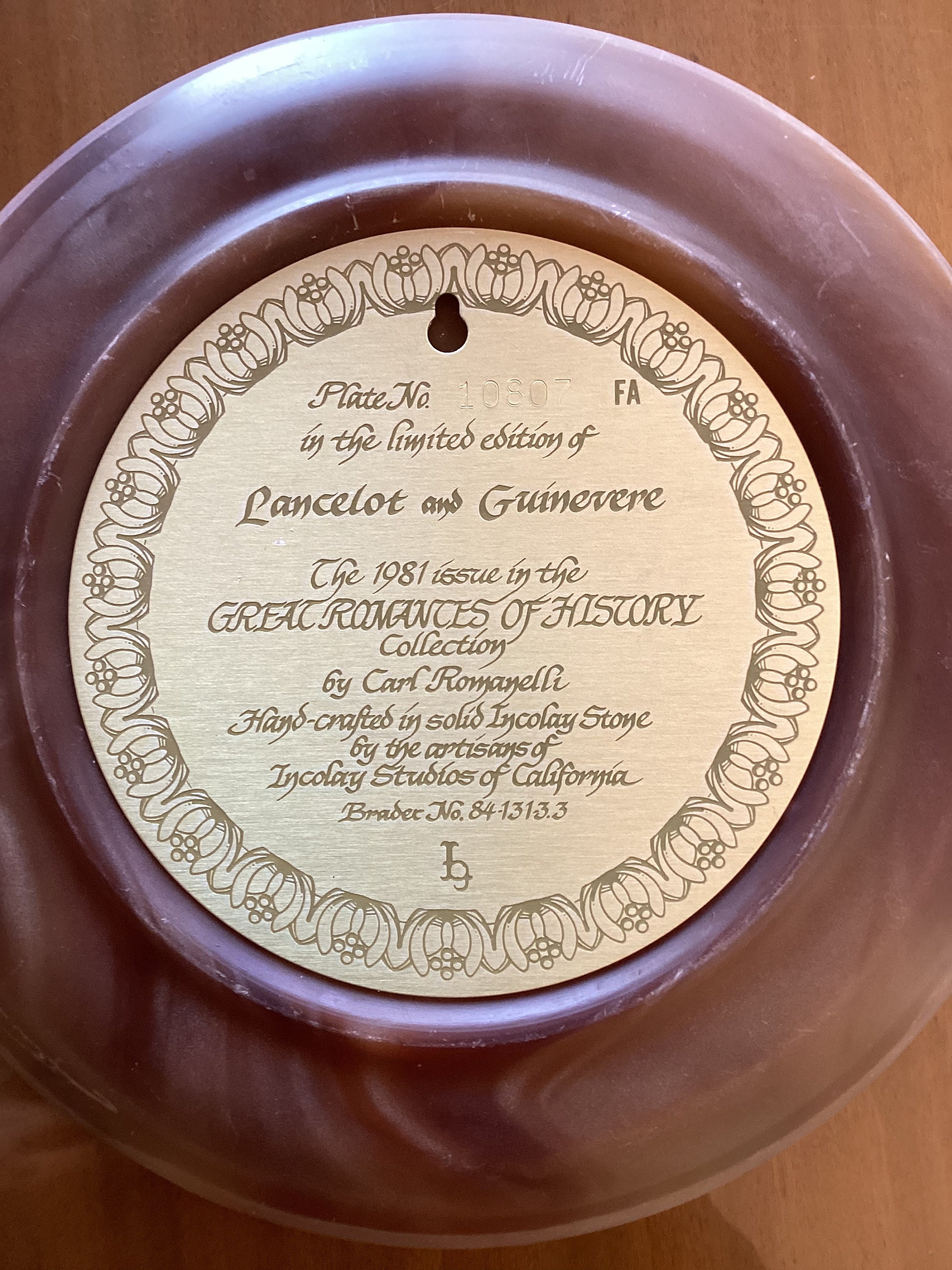 The 1981 Lancelot and Guinevere Incolay Stoneware Plate by Artist Carl ...