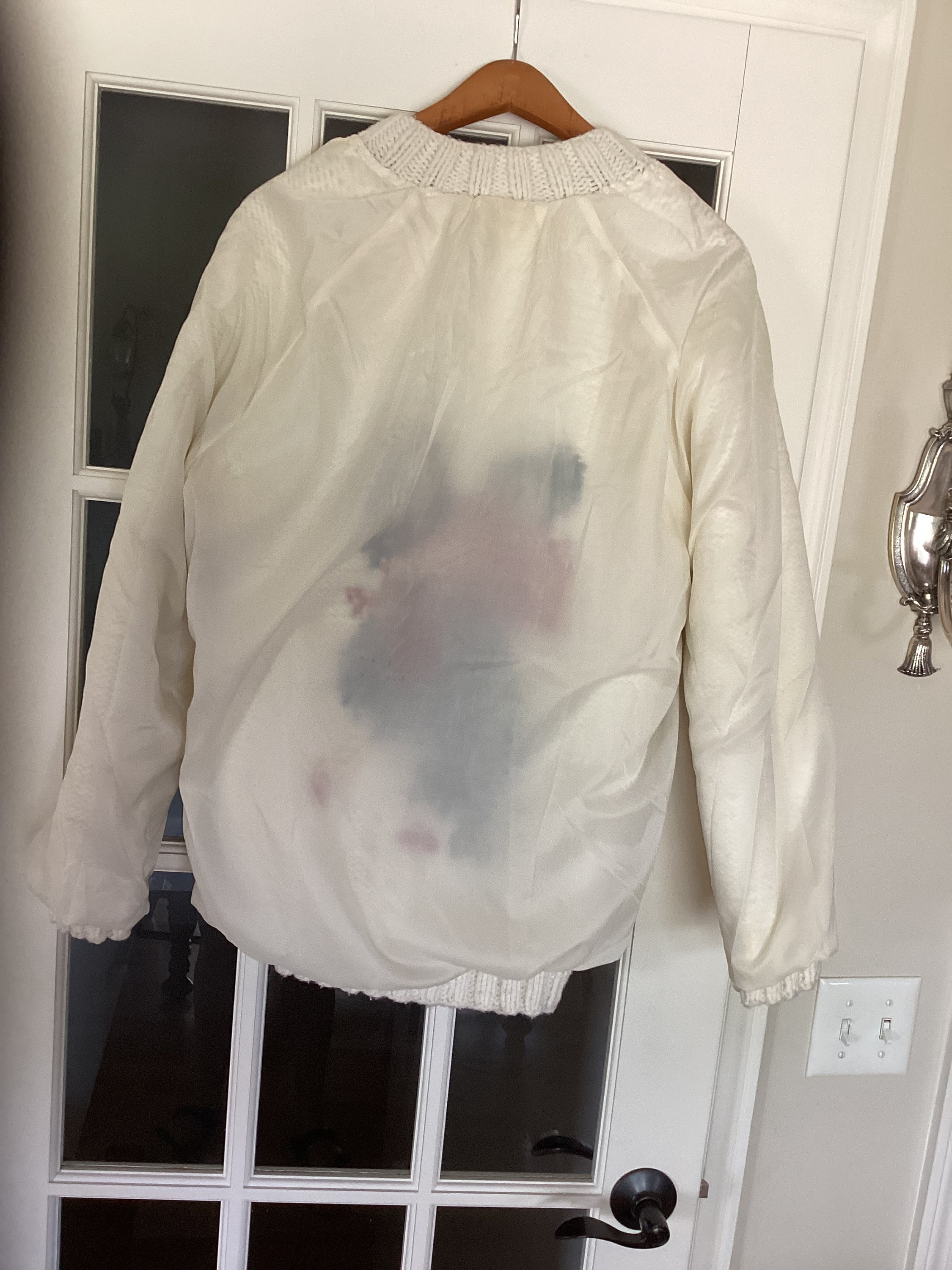 Beautiful Lined Knit Cardigan Sweater, Back of Sweater Depicting ...