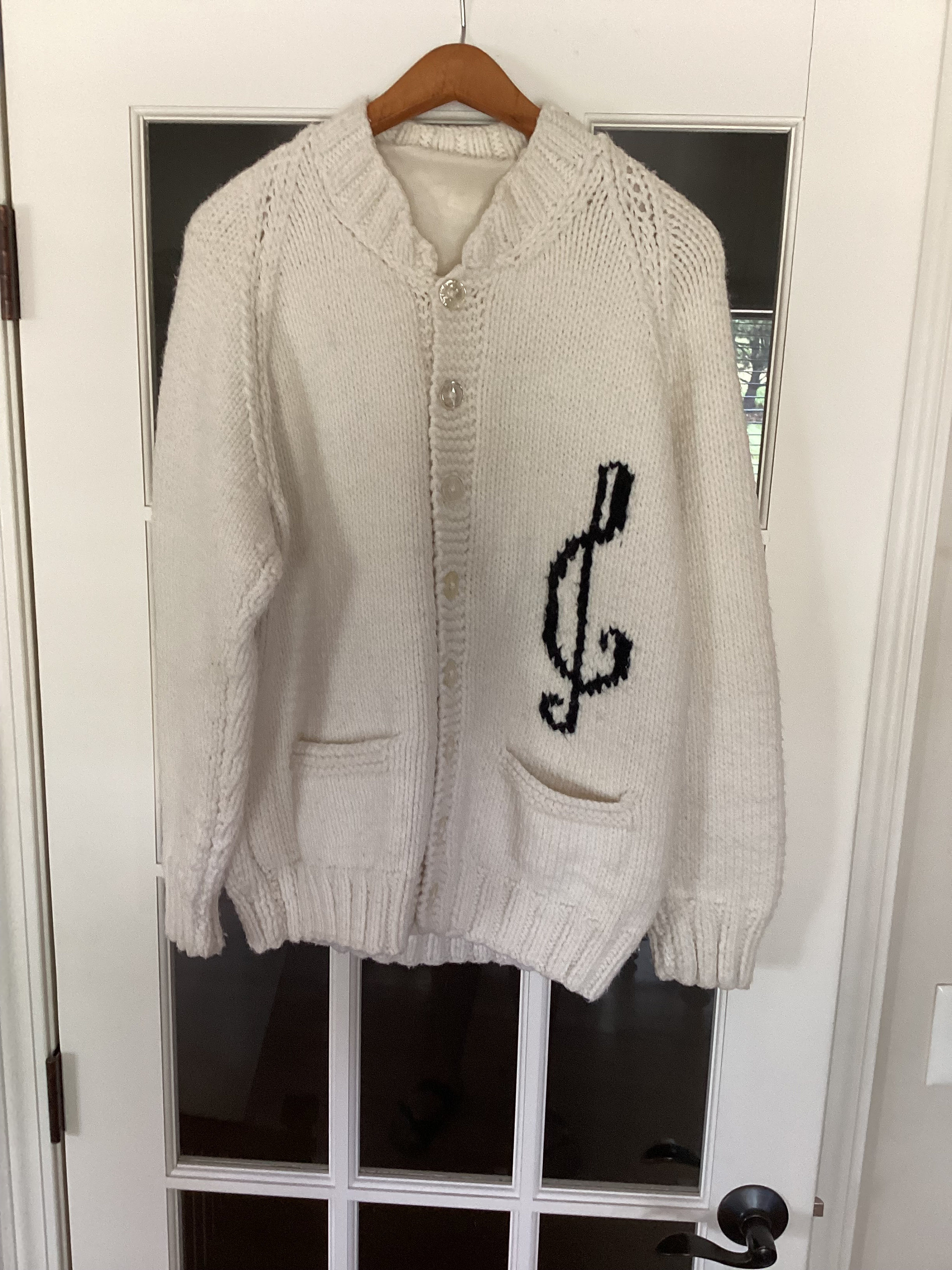 Beautiful Lined Knit Cardigan Sweater, Back of Sweater Depicting ...