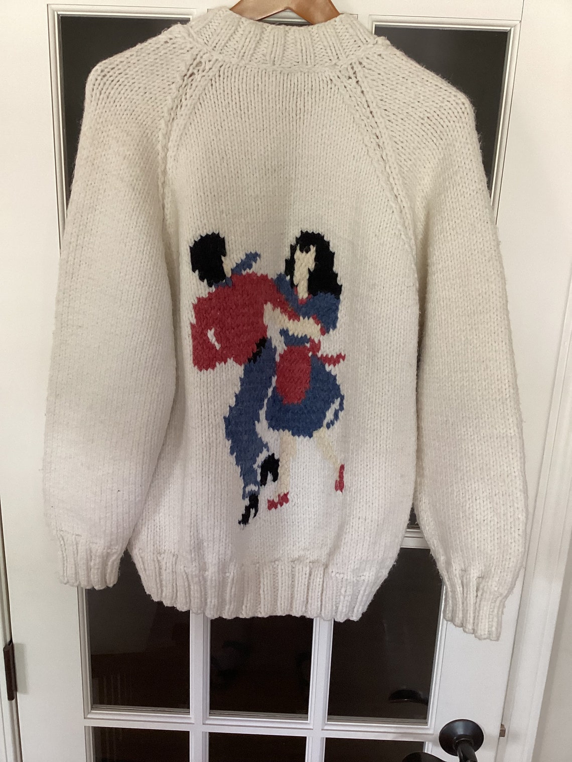 Beautiful Lined Knit Cardigan Sweater, Back of Sweater Depicting ...
