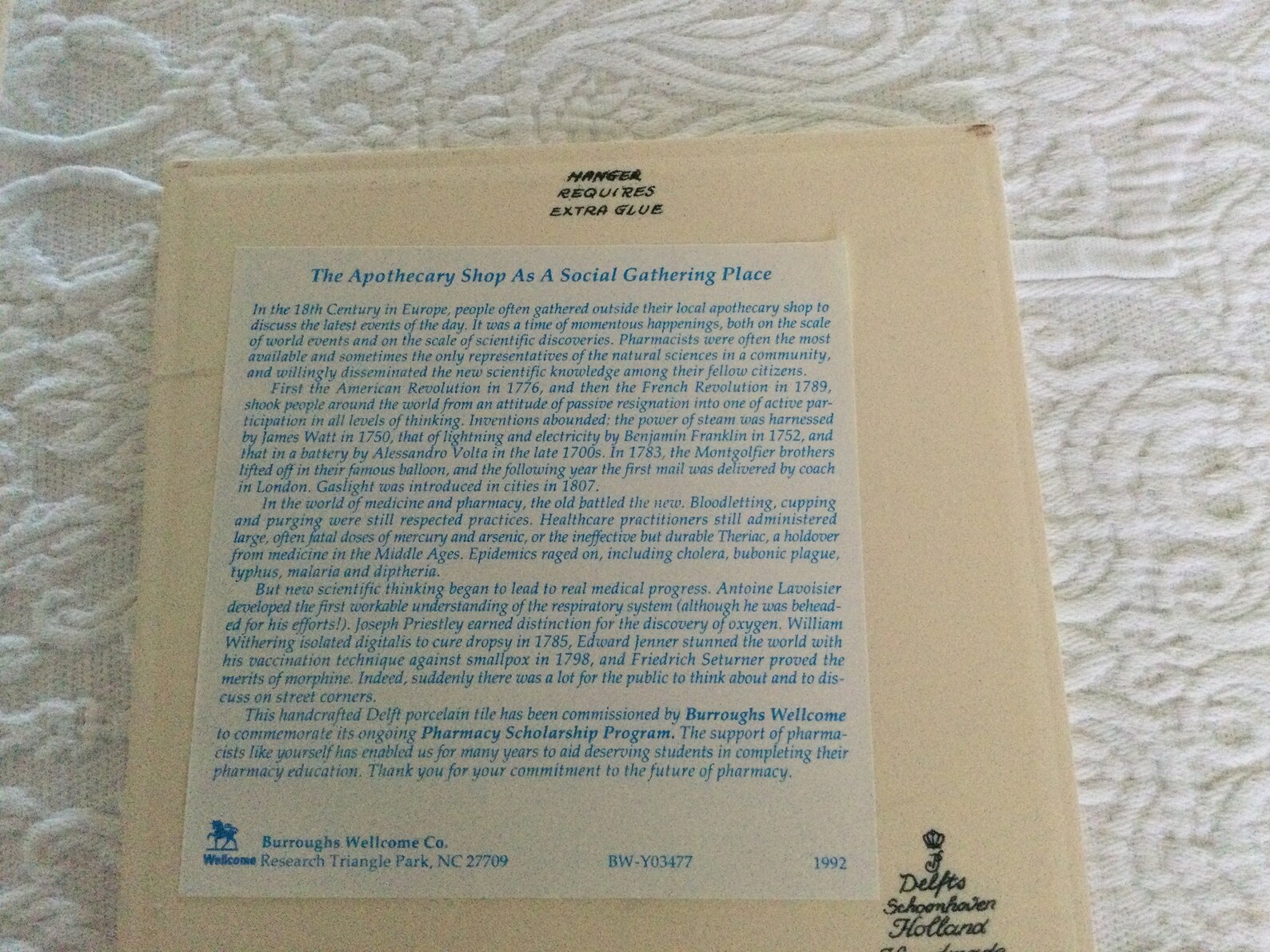 Seven Vintage Ceramic Tiles Replicas of the 17-century Dutch Pill Delft ...