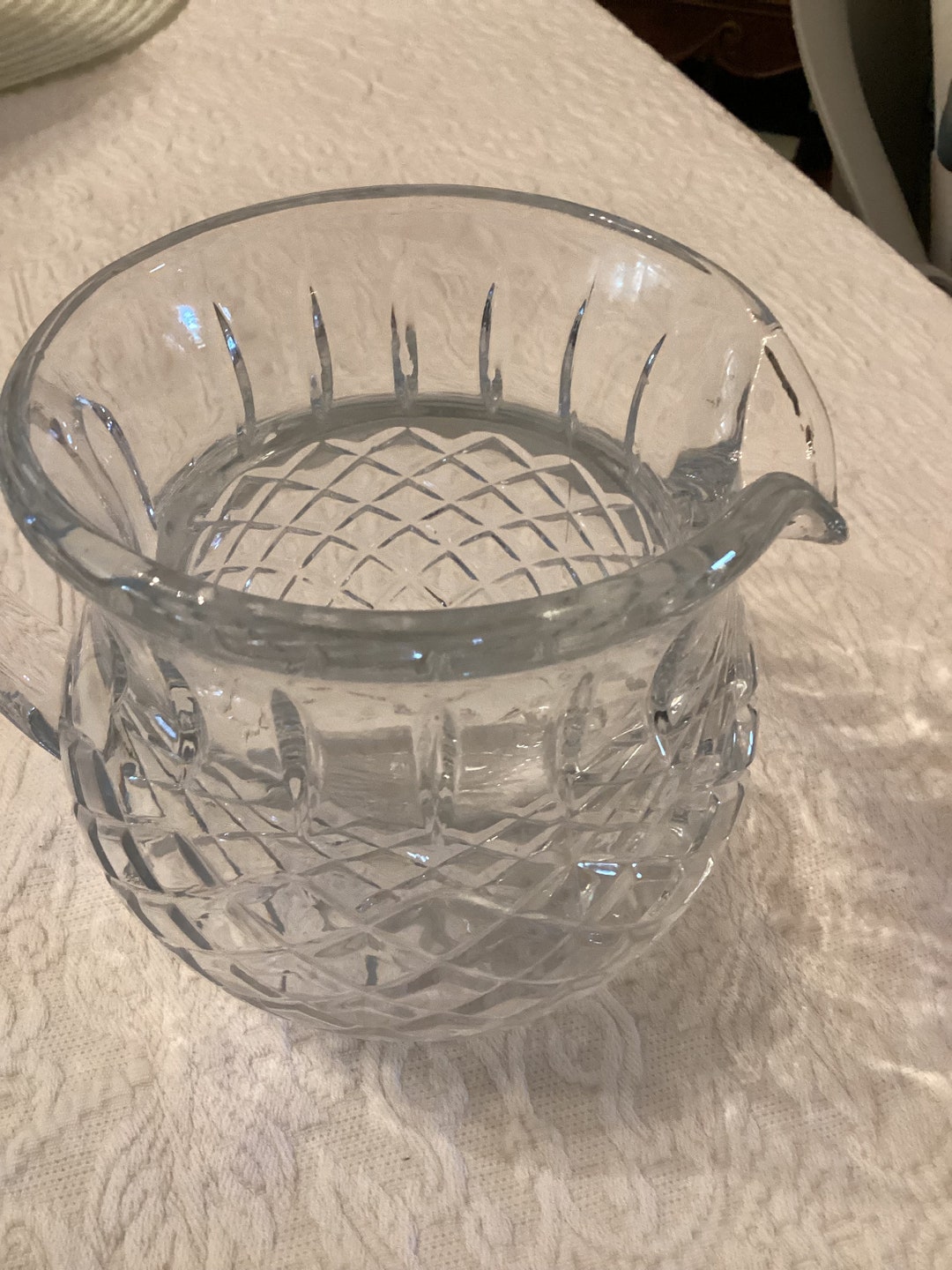 Vintage Pressed Cut Glass Pitcher - Etsy