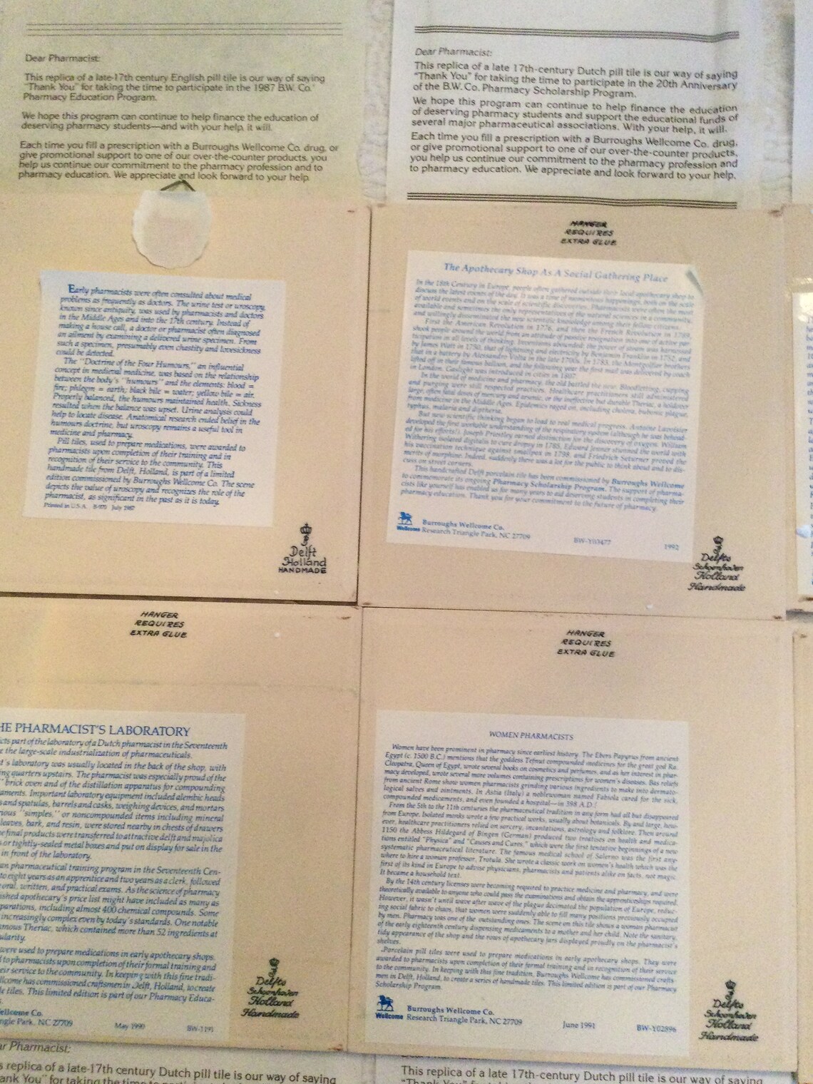 Seven Vintage Ceramic Tiles Replicas of the 17-century Dutch Pill Delft ...