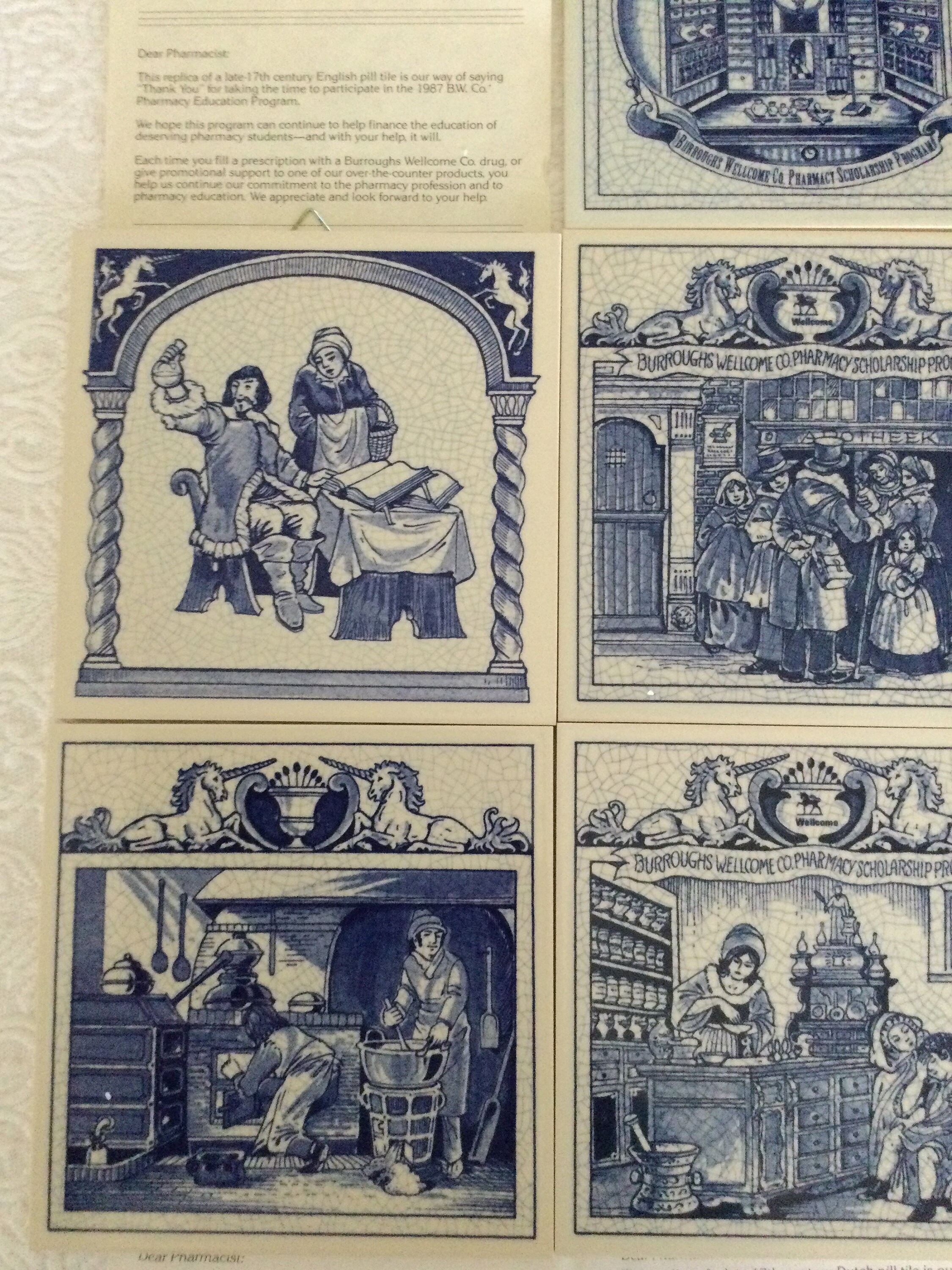 Seven Vintage Ceramic Tiles Replicas of the 17-century Dutch Pill Delft ...