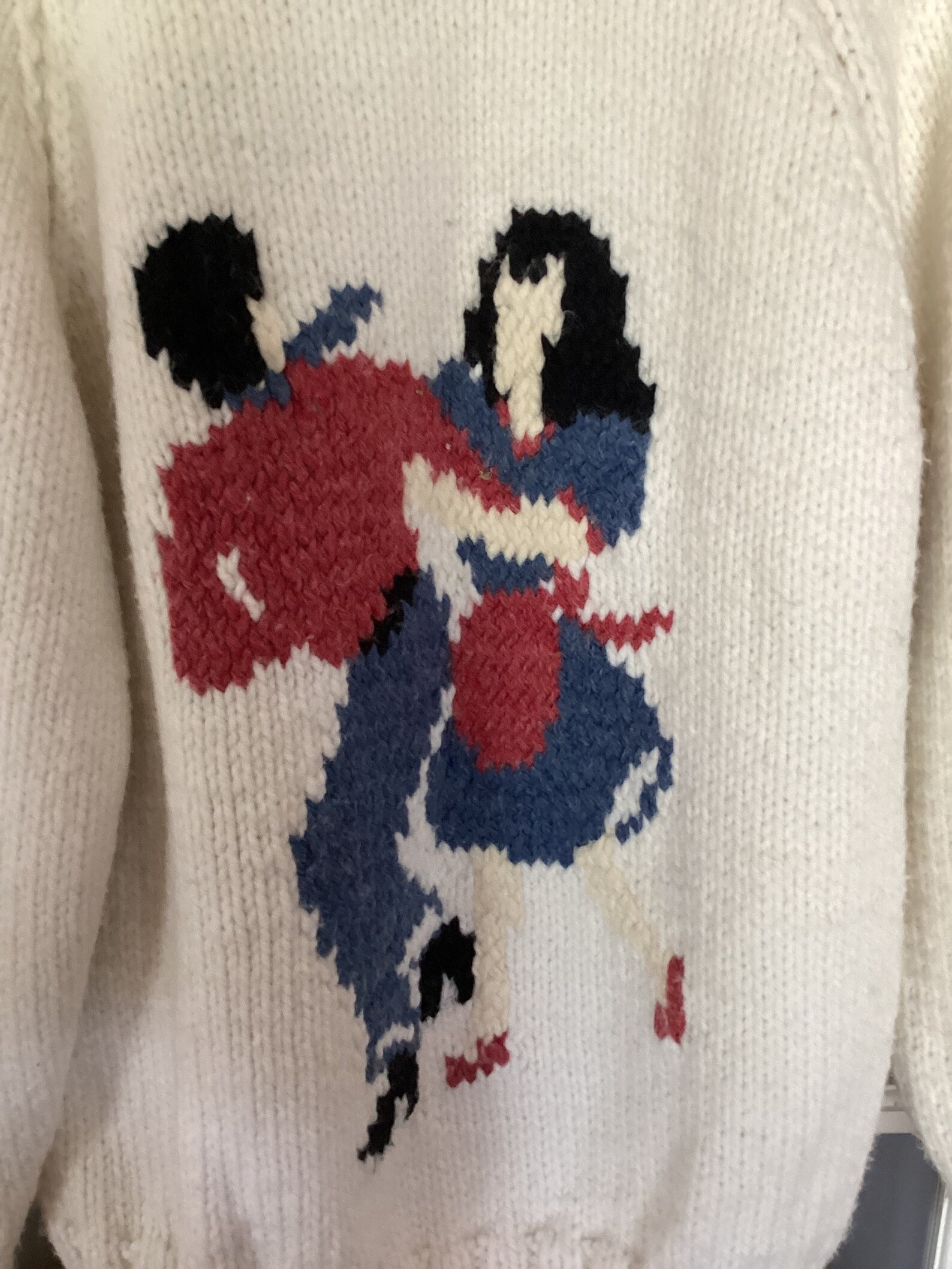 Beautiful Lined Knit Cardigan Sweater, Back of Sweater Depicting ...