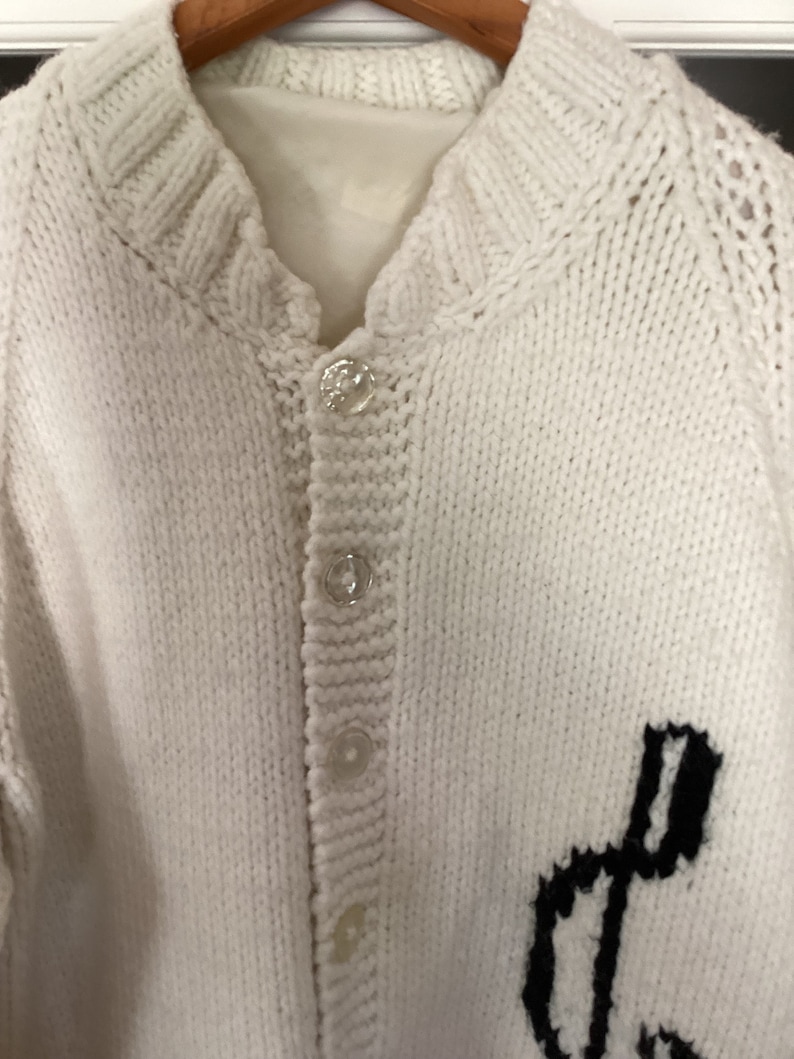 Beautiful Lined Knit Cardigan Sweater, Back of Sweater Depicting ...