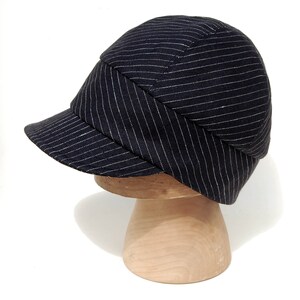 Black Linen Cap With White Pinstripe Zutgigi - Etsy