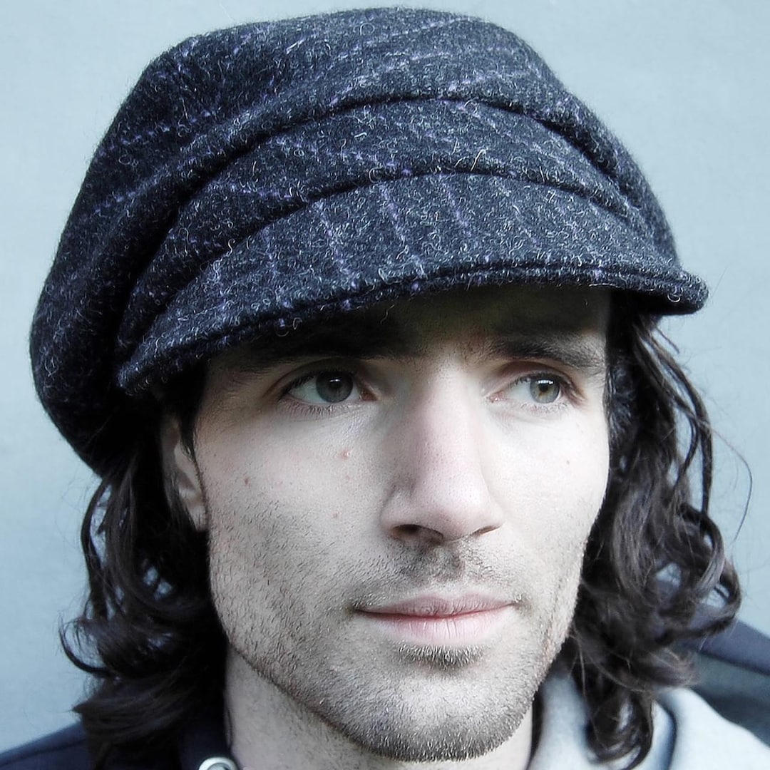 Handmade Cap in Charcoal Harris Tweed With a Purple Pinstripe, Zutami6 ...