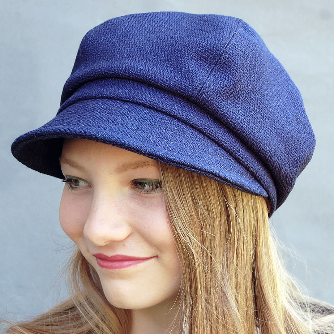 Handmade French Workwear Newsboy Cap in Indigo, Herringbone, Union ...