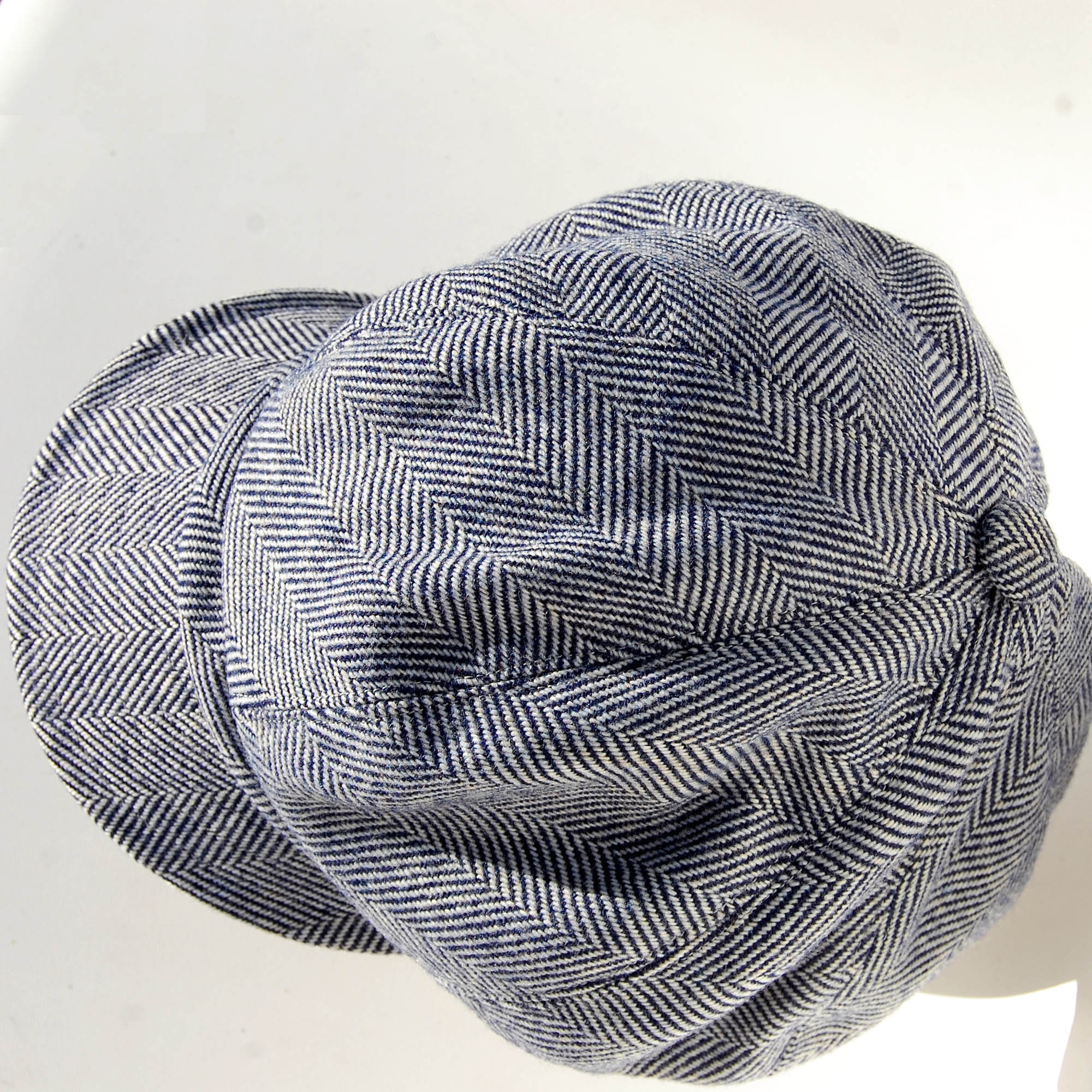 Tweed Newsboy Cap With Large Brim in Navy Vintage French - Etsy