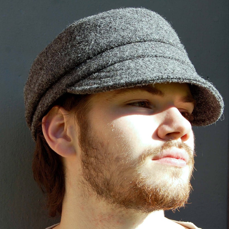 Handmade Cap in Grey Harris Tweed Cadet Cap Zutniko by - Etsy