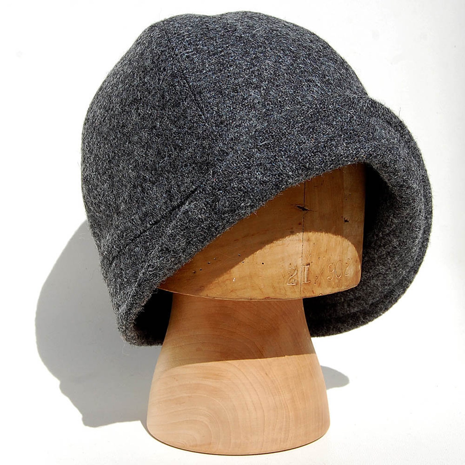 Grey Winter Cloche Hat Grey Wool Cloche Hatwomens Handmade | Etsy