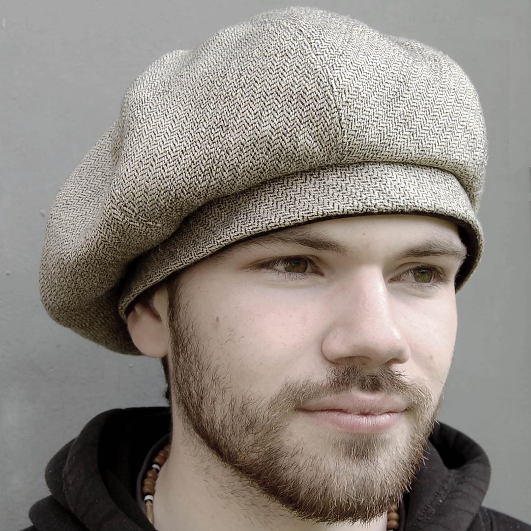 Handmade Herringbone Linen Beret: French Tam Hat for Men or Women - Etsy
