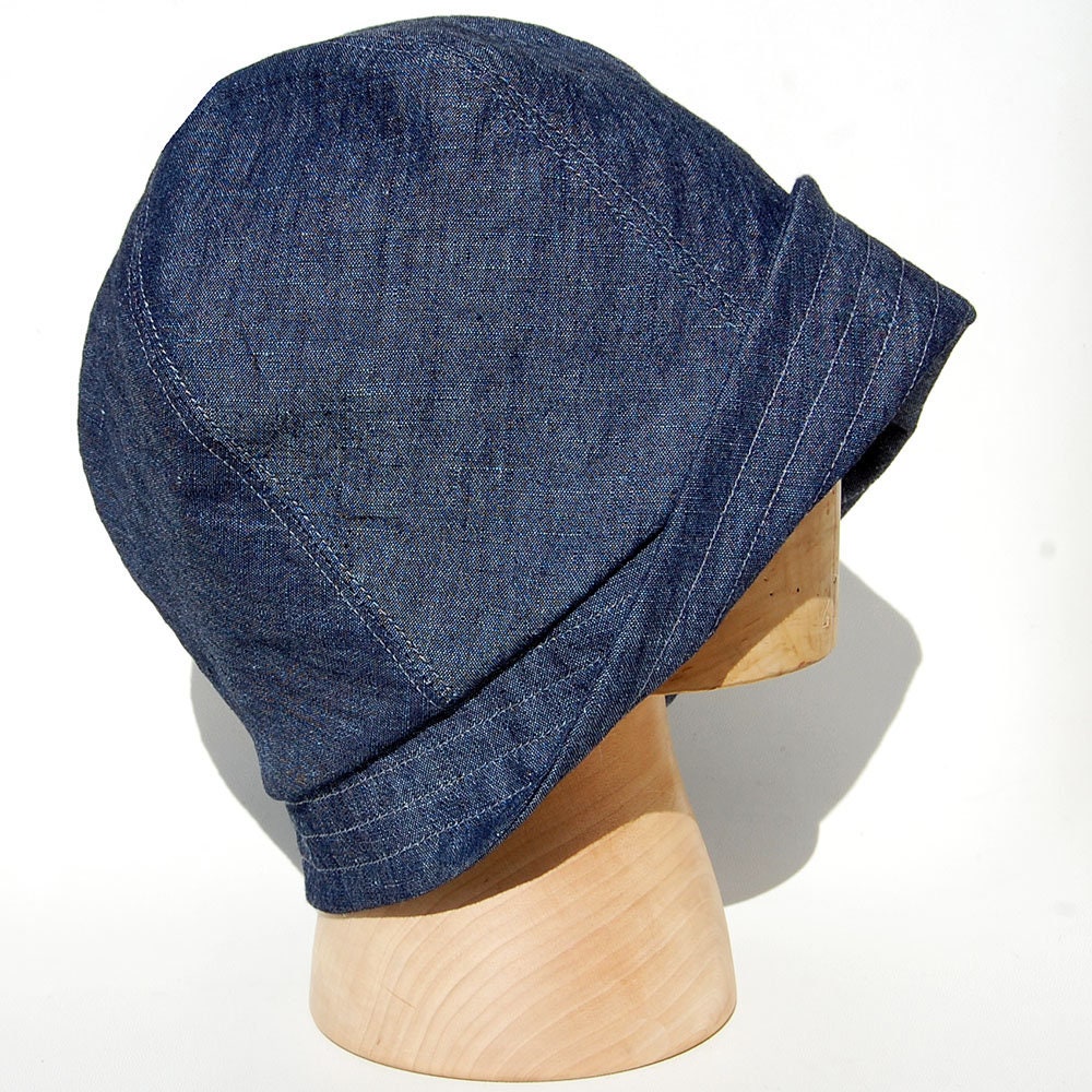 Handmade Asymmetrical Indigo Linen Cloche Hat by Zuthats, Zutamelie - Etsy