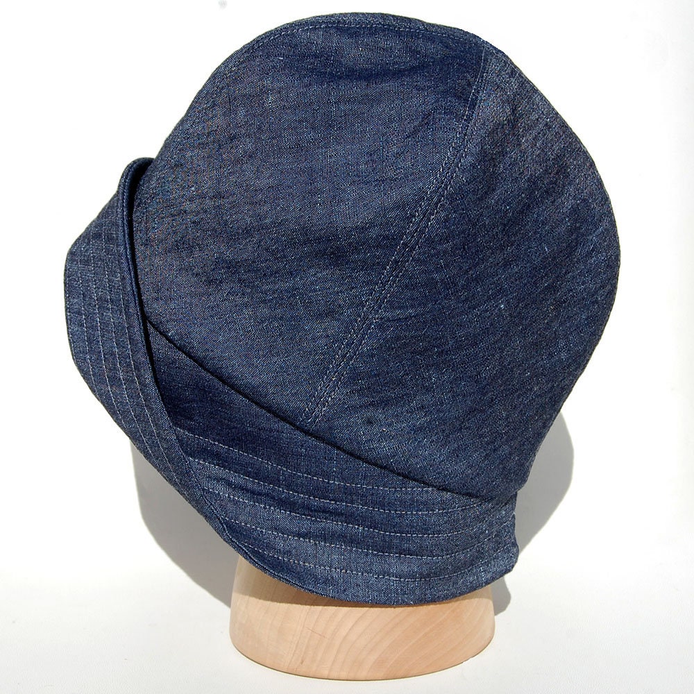 Handmade Asymmetrical Indigo Linen Cloche Hat by Zuthats, Zutamelie - Etsy