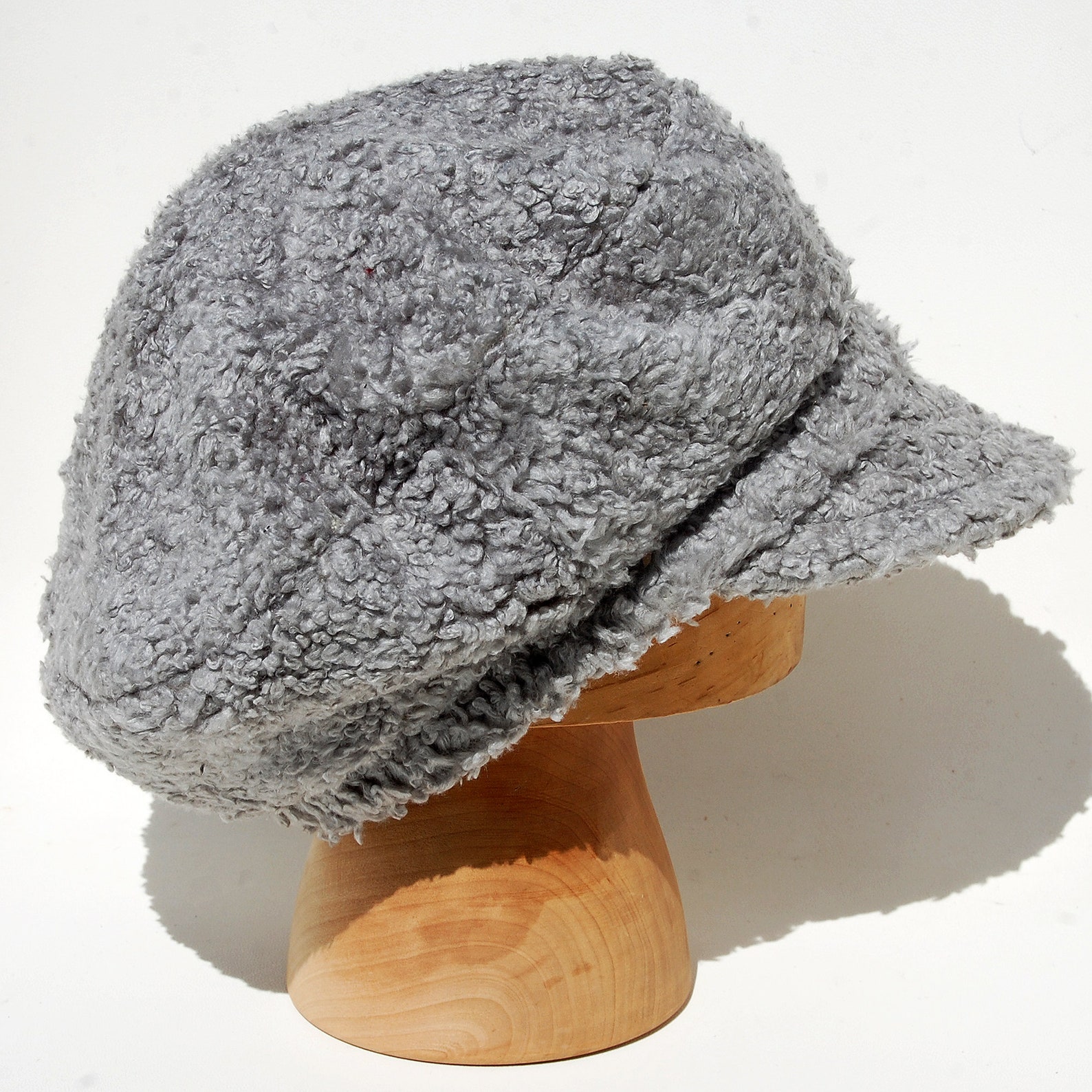 Faux fur unisex cap grey handmade fuzzy cap by ZUThats | Etsy