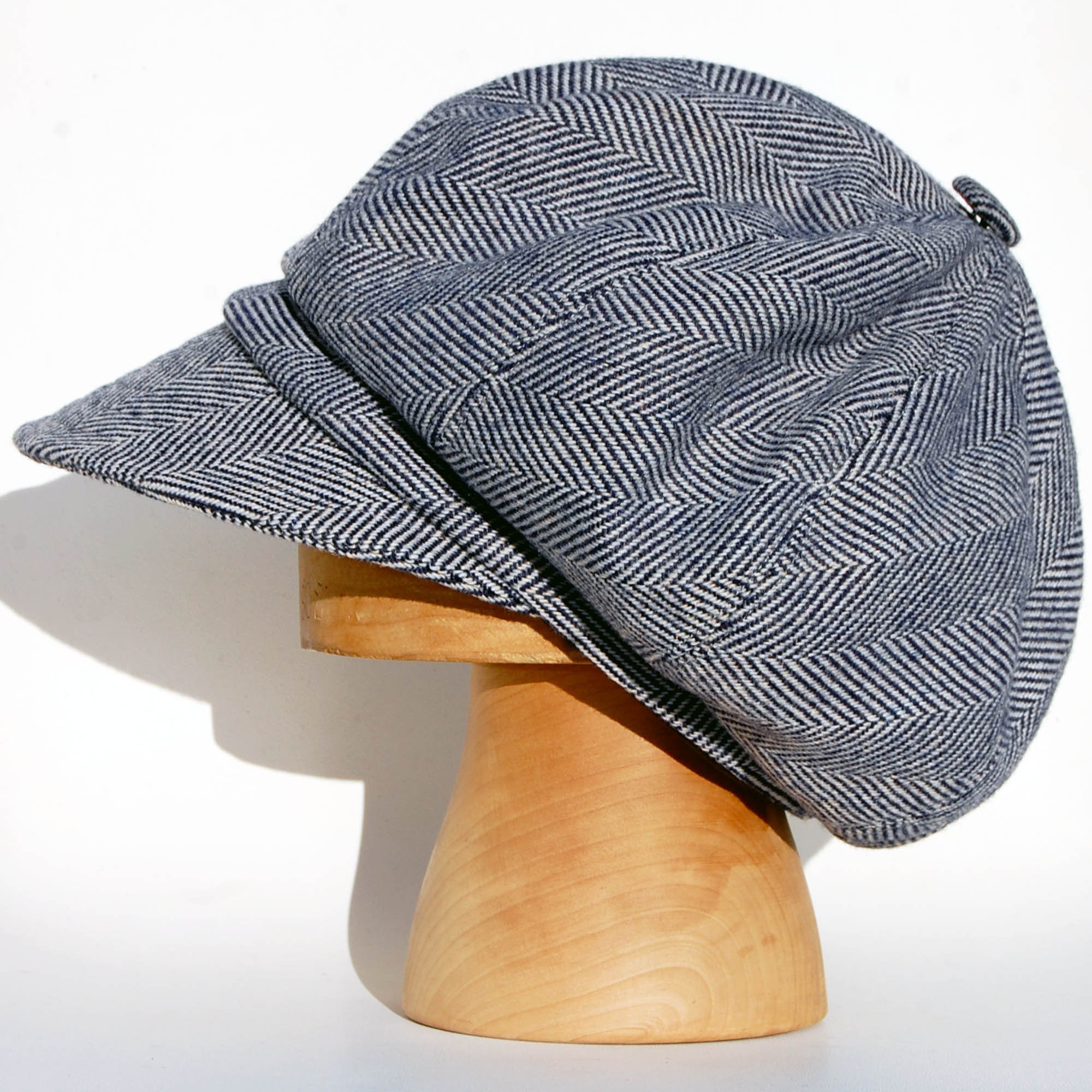 Tweed Newsboy Cap With Large Brim in Navy Vintage French - Etsy