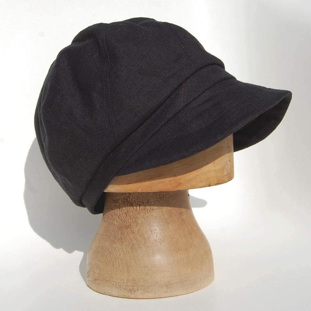 Black Baseball cap Bohemian Beach hat Linen newsboy cap French | Etsy