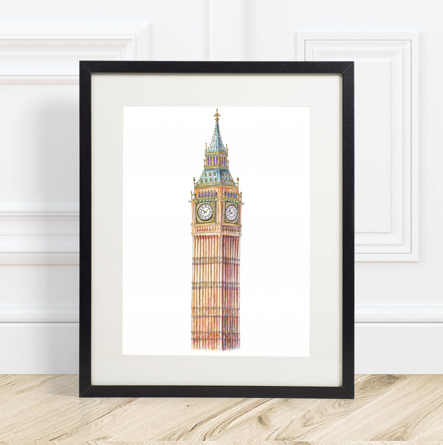 Big Ben London Art Print Watercolour Hand Drawn Wall Art Painting - Etsy