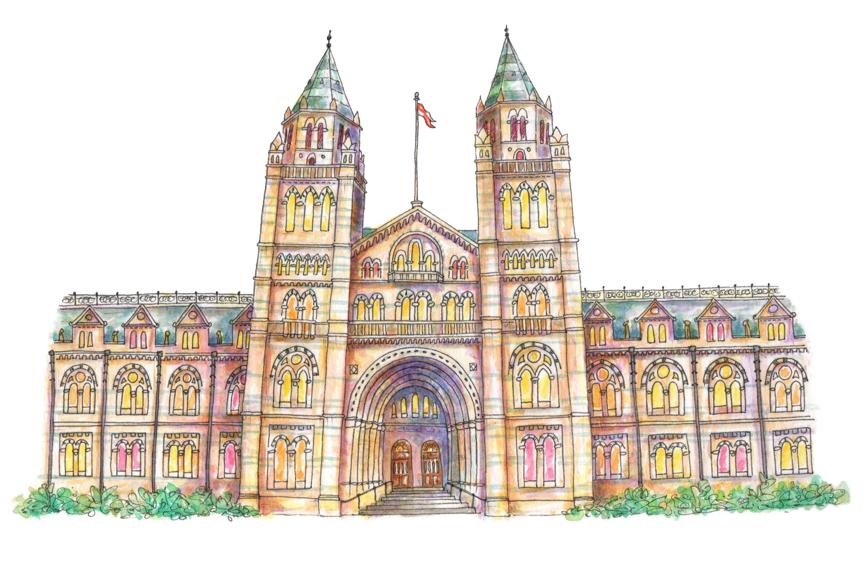 Natural History Museum London Art Print - Illustrated London - Etsy UK