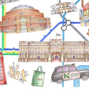 London Underground Tube Map Print - Hand Drawn Watercolour Painting ...