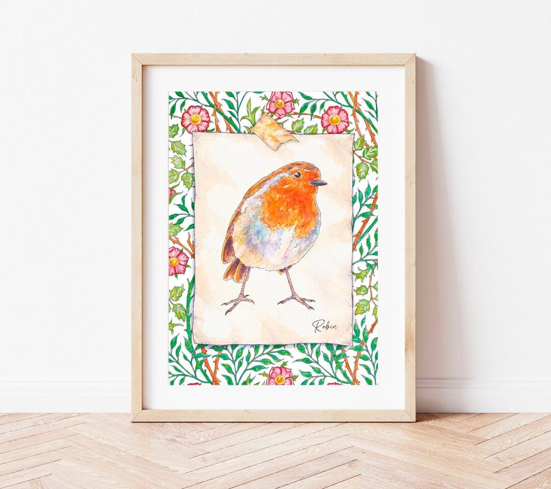 Robin Redbreast British Art Print - Bird Watercolour Illustration - Etsy