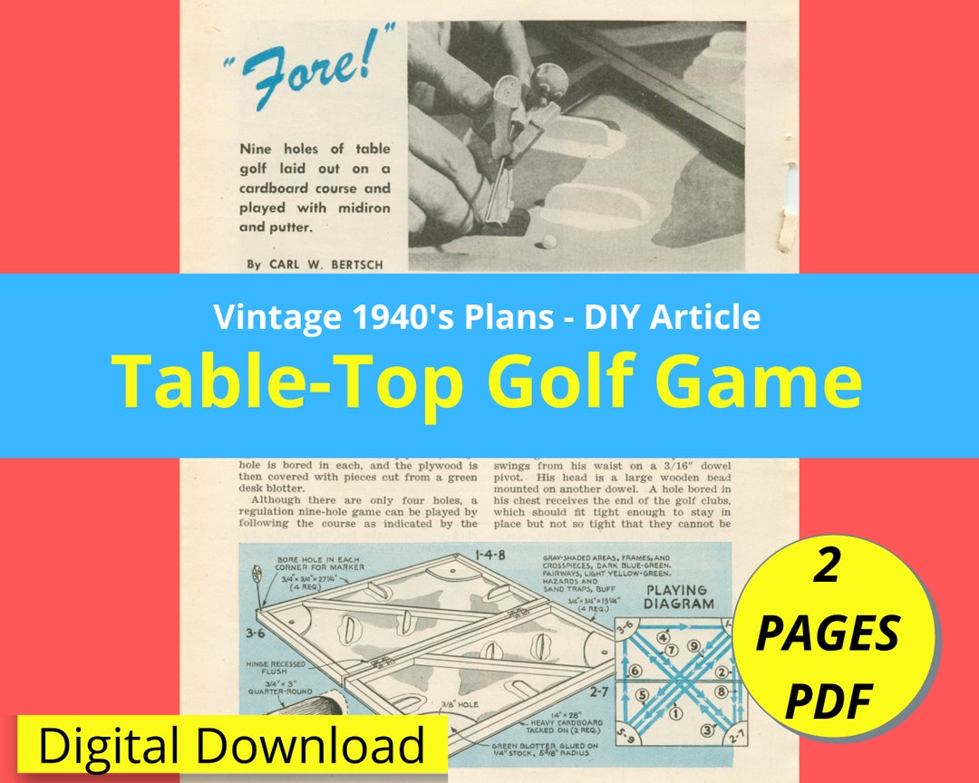 Make Your Own Golf Game, Table-top, Nine-hole | Vintage How-to Article ...