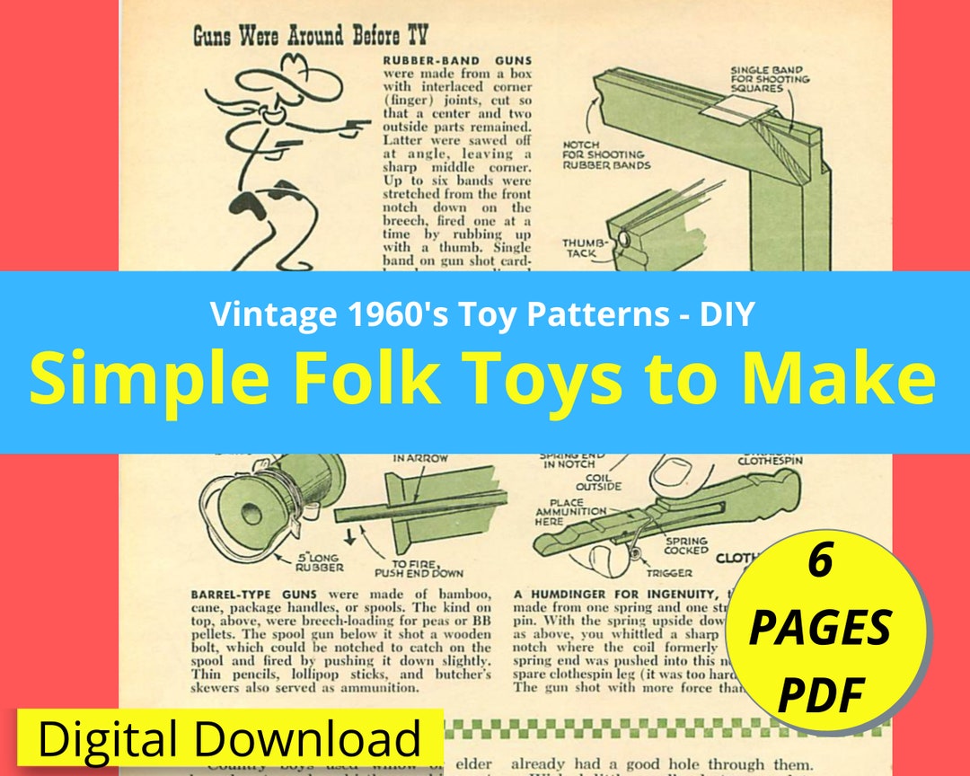 Make Your Own Simple Folk Toys | Vintage How-to Article Frm 1960's ...