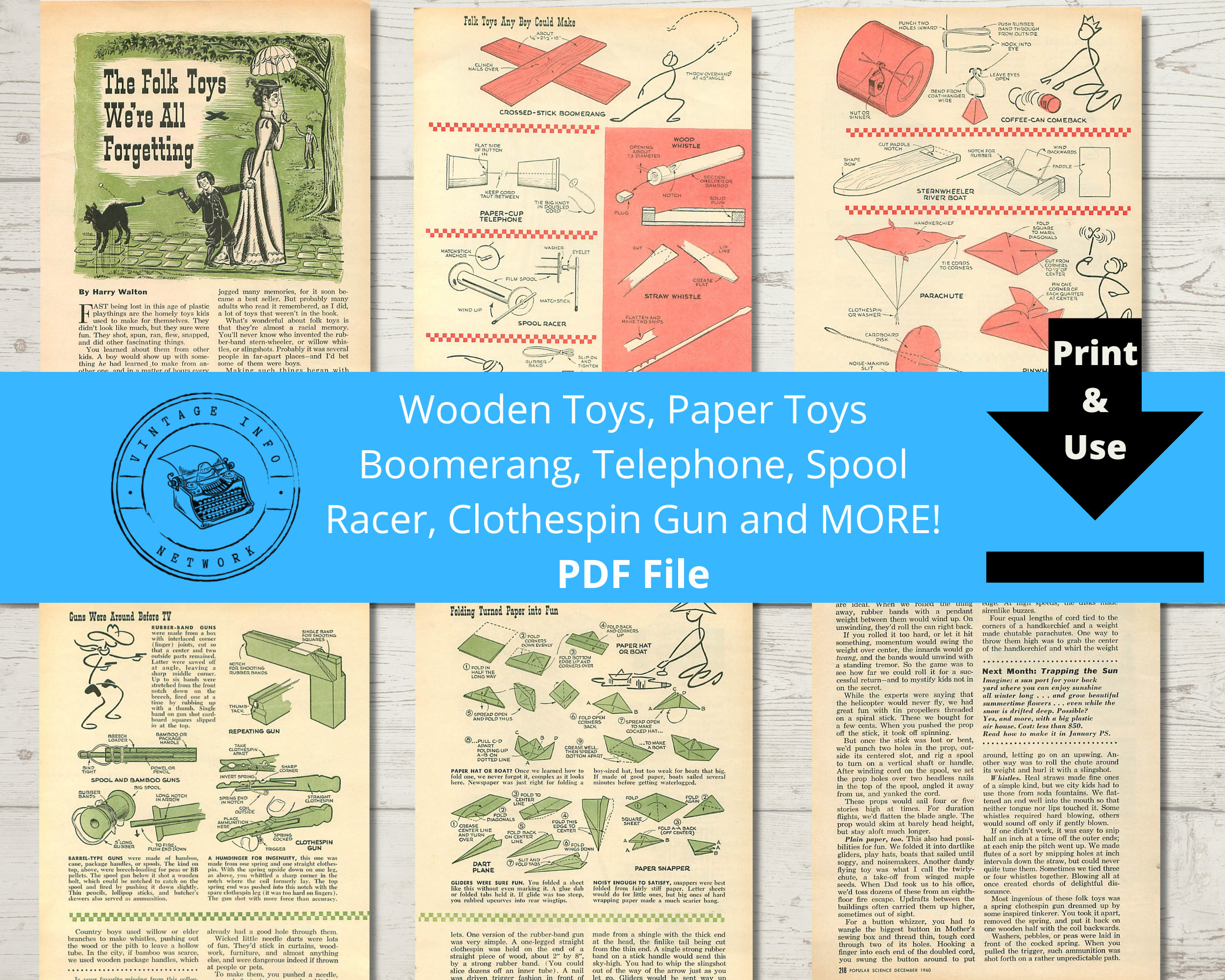 Make Your Own Simple Folk Toys | Vintage How-to Article Frm 1960's ...