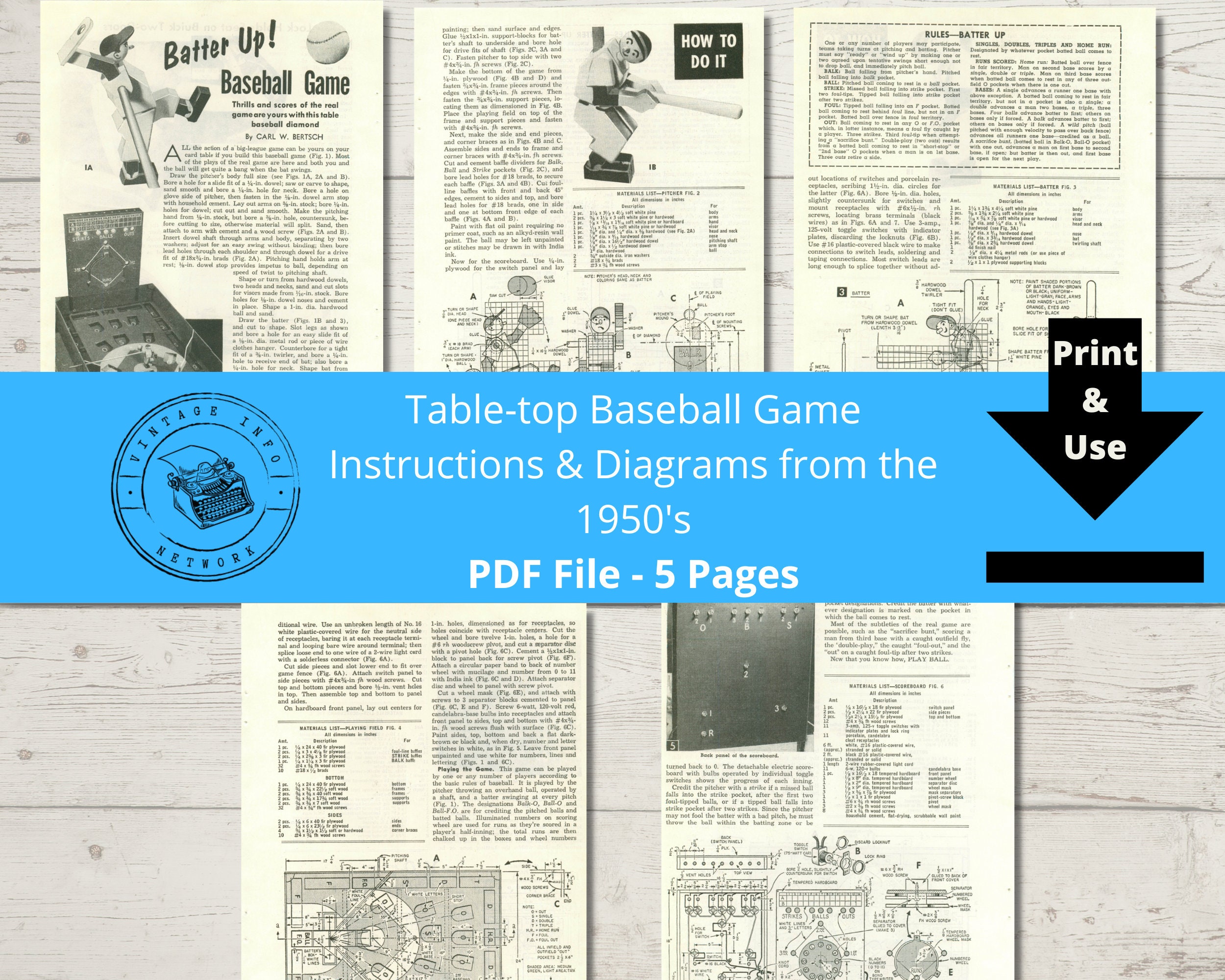 Make Your Own Baseball Game, Table-top | Vintage How-to Article From ...