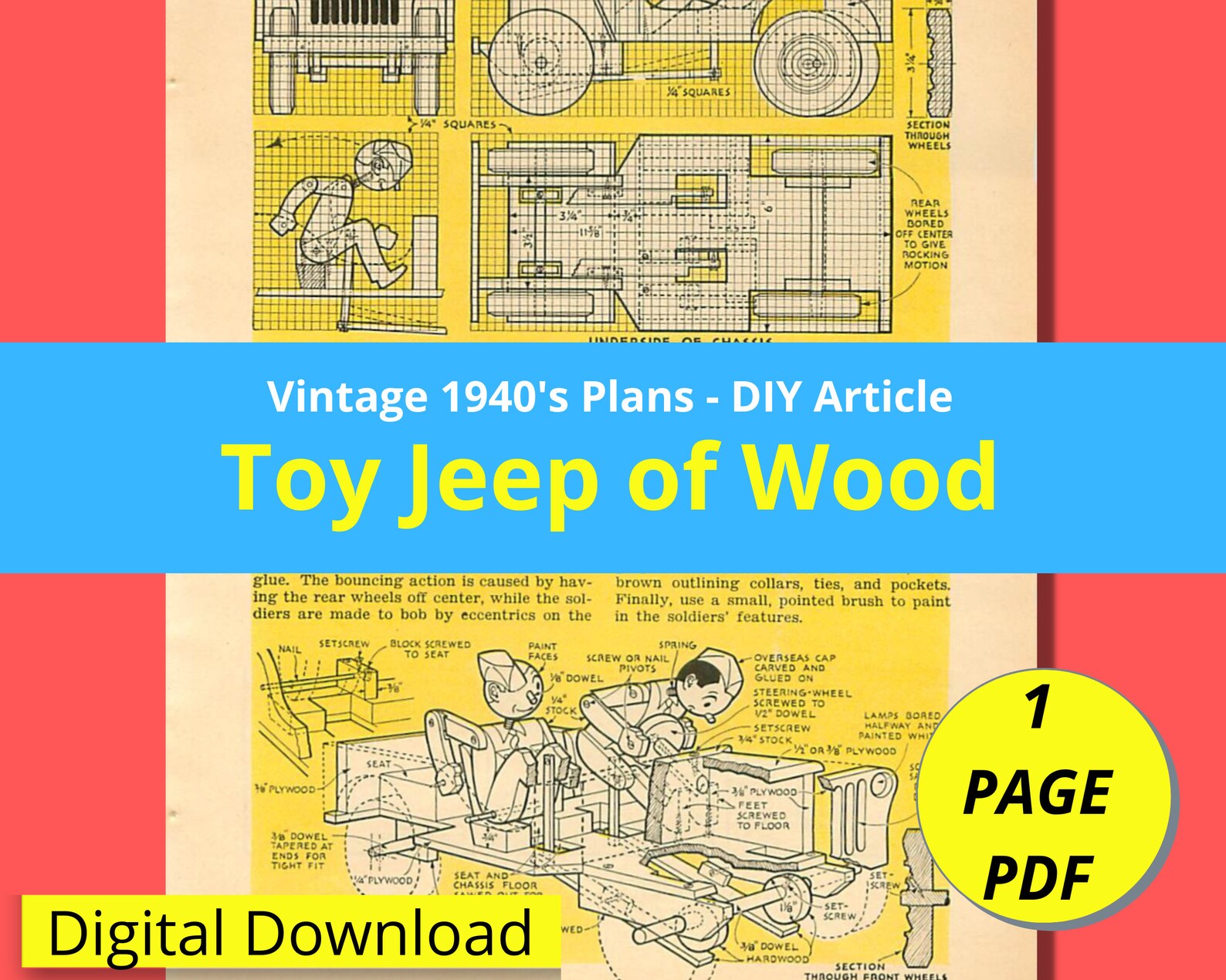 Make Your Own Wooden Toy Jeep | Vintage How-to Article From 1940's ...