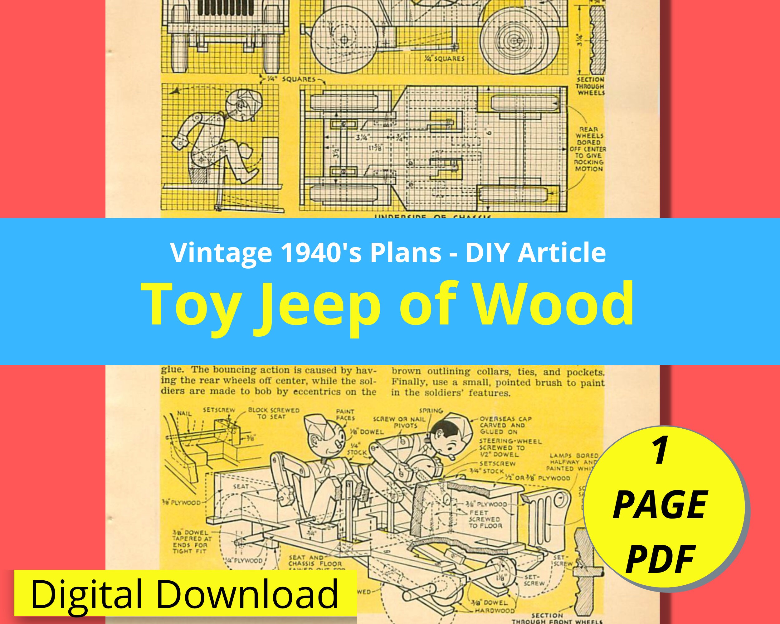Make Your Own Wooden Toy Jeep | Vintage How-to Article From 1940's ...