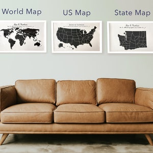 Custom Linen Map With Personalized Pins • 4th Anniversary Gifts for Men ...