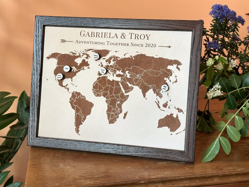 Leather Map With Custom Pins 3rd Anniversary Gift for Her - Etsy