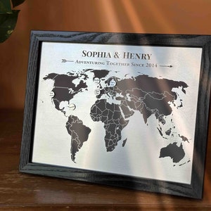11 Year Anniversary Gift Idea • Steel Map With Custom Memory Markers ...