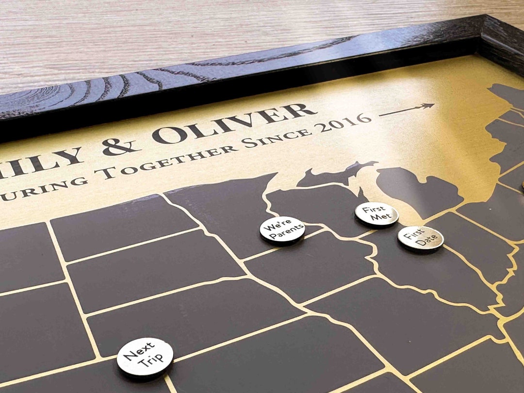 8 Year Anniversary Gift Idea • Bronze Map With Custom Memory Markers ...