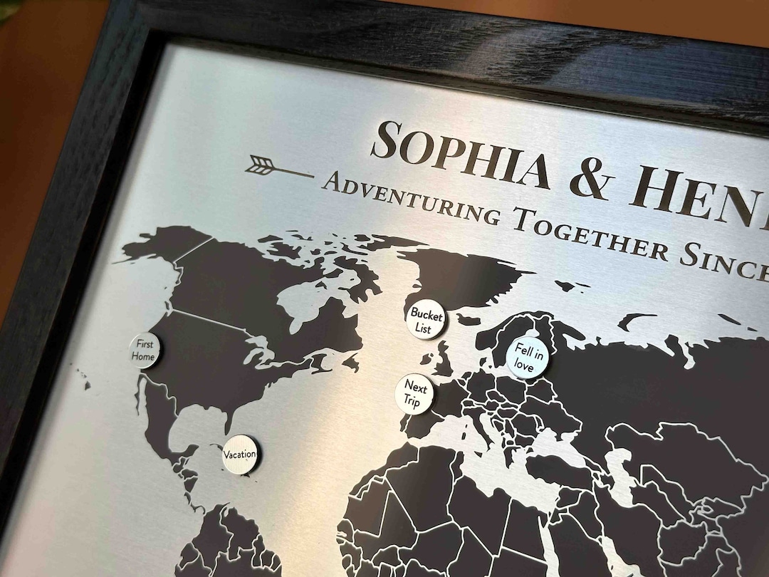25 Year Anniversary Gift Idea • Silver Map With Custom Memory Markers ...