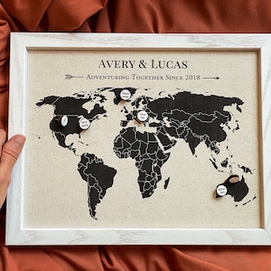 Custom Linen Map With Personalized Pins • 4th Anniversary Gifts for Men ...