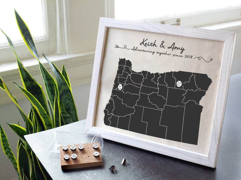 Custom Linen Map With Personalized Pins 4th Anniversary - Etsy