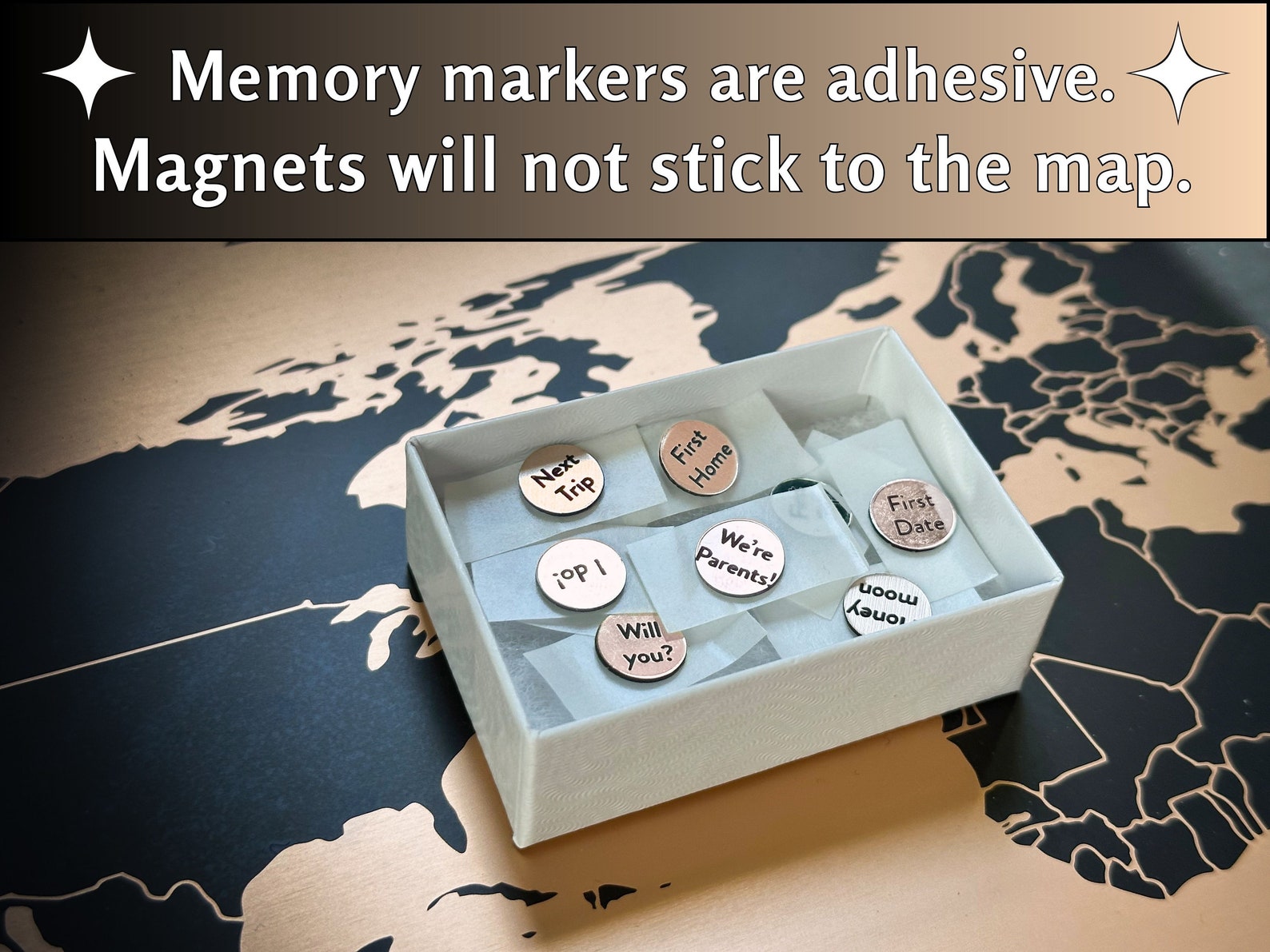 7 Year Anniversary Gift Idea • Copper Map With Custom Memory Markers ...