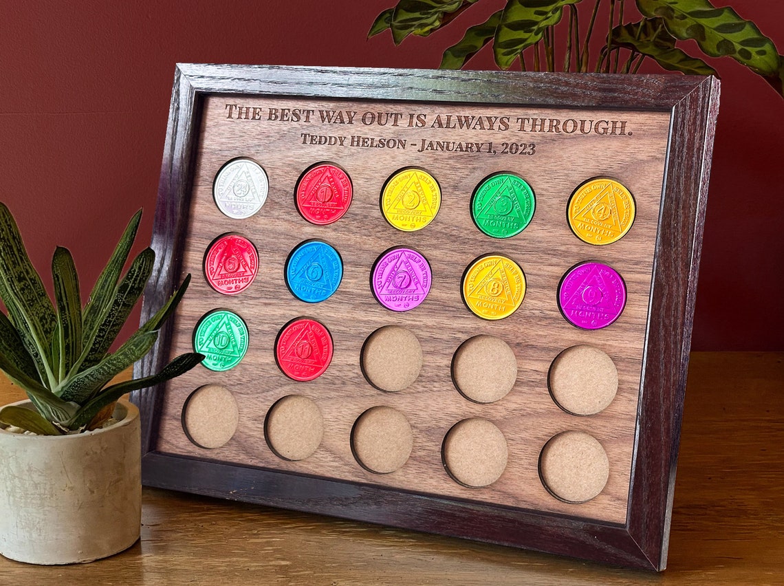 AA Recovery Chip Display - Sobriety Anniversary Gift for Him or Her ...