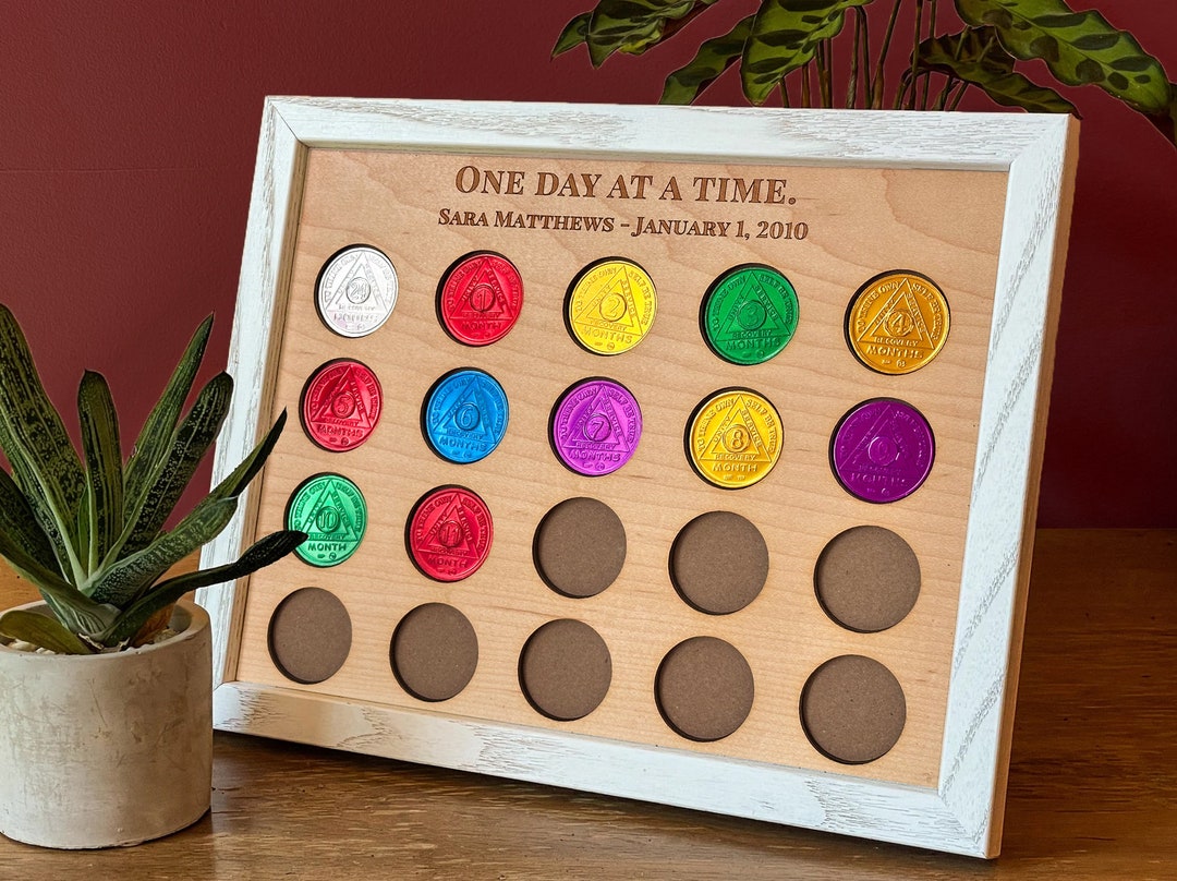 AA Recovery Chip Display - Sobriety Anniversary Gift for Him or Her ...