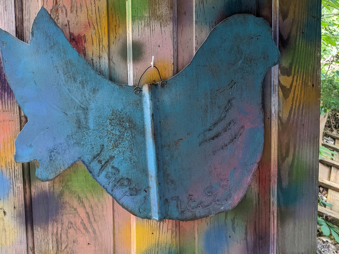 Metal Bluebird of Happiness | Handmade | Recycled Materials | Rustic ...