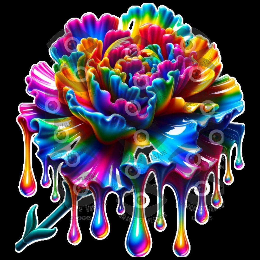 Vibrant Rainbow Drip Flower 4-piece Digital Download Art Set - Etsy