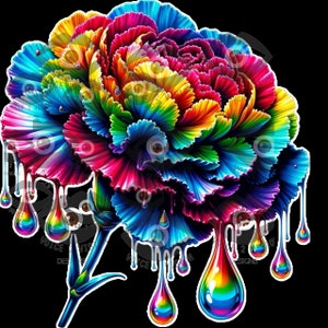 Vibrant Rainbow Drip Flower 4-piece Digital Download Art Set - Etsy
