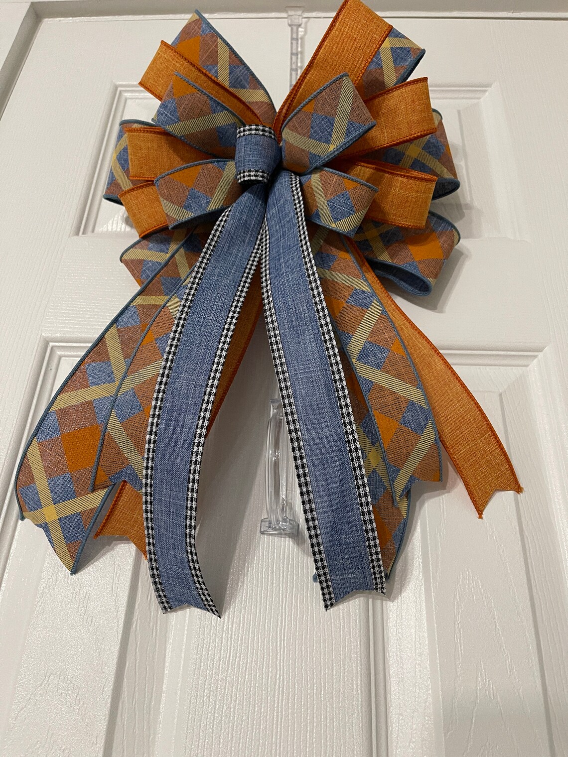Rustic Denim Fall Bow Fall Decorations Wreath Bow - Etsy