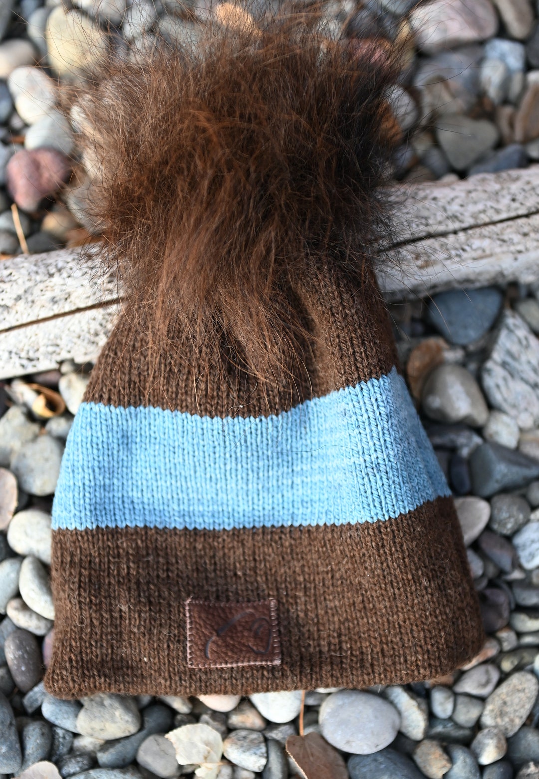 Big Sky Blue Striped Bison Brain Warmer With Pompom - Etsy