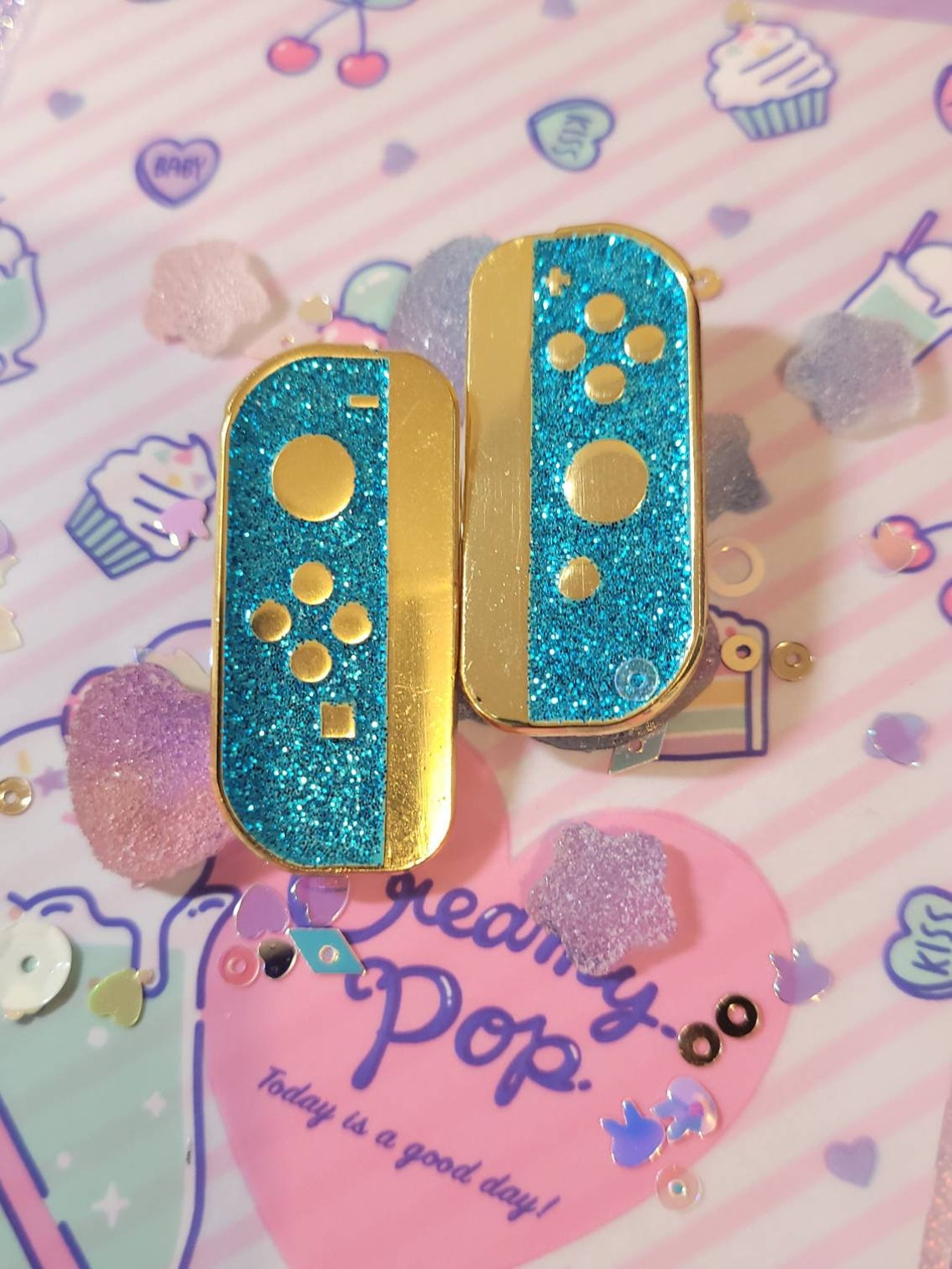 Glitter Enamel Pin Switch Joycon Controller Set | Etsy